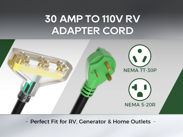 RVGUARD 30 Amp to 110V Household Outlet Adapter Cord | NEMA TT-30P to ...