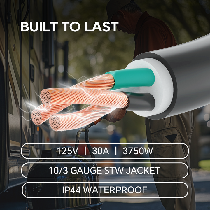 RVGUARD RV Extension Cord | ETL Listed Power Cord for RV, EV, Welding