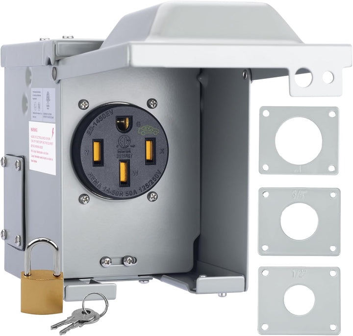RVGUARD 50 Amp RV Outlet | Heavy-Duty Outdoor Electrical Box for RV & EV