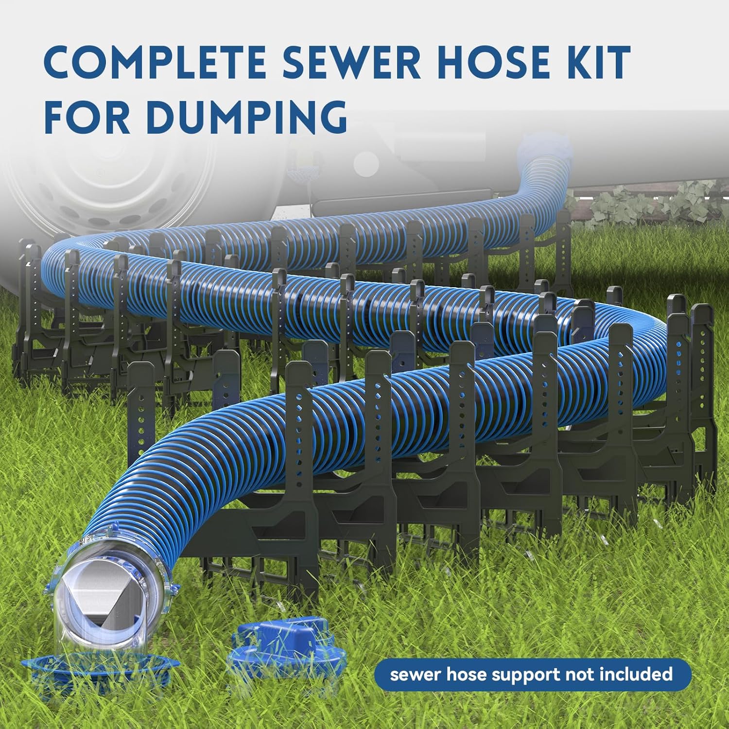 20ft Modular RV Sewer Hose Kit | 2x10ft Attachable Hoses with Clear ...