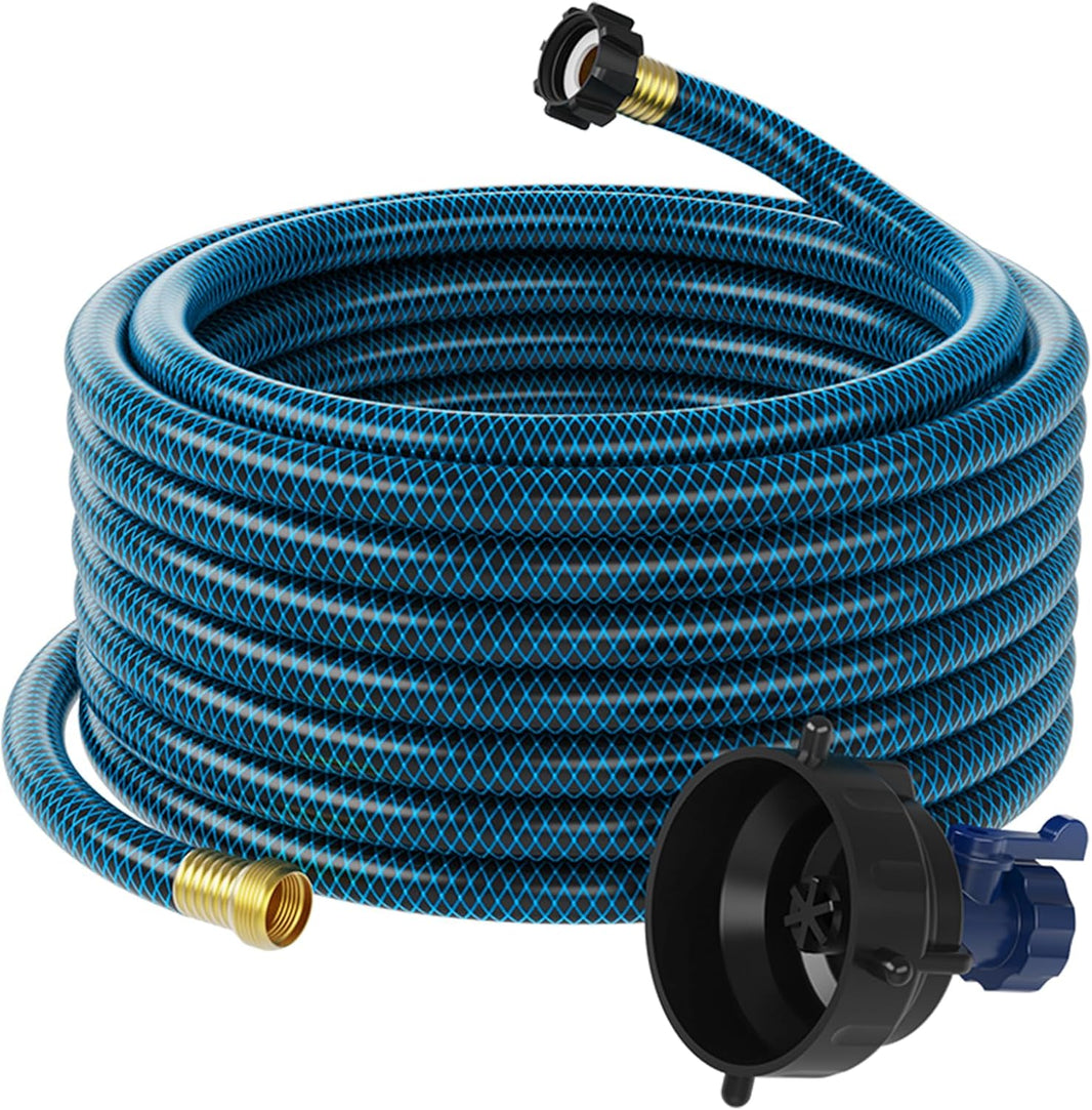 RVGUARD RV Sewer Hose Rinse Cap Kit, 10-Ft Gray/Black Water Hose