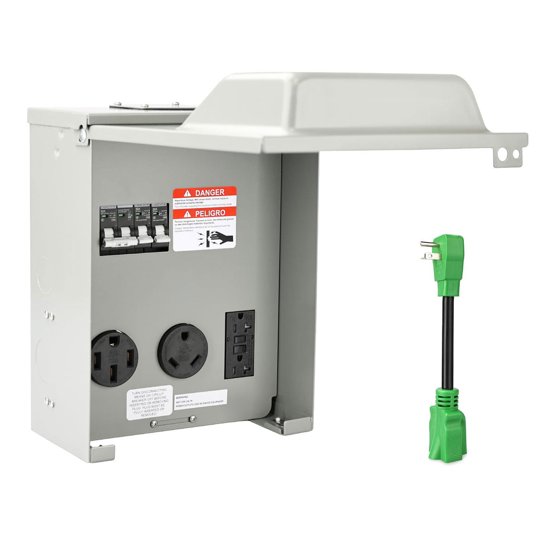 RVGUARD RV Temporary Power Outlet Panel with Breaker | ETL Listed 20/30 ...