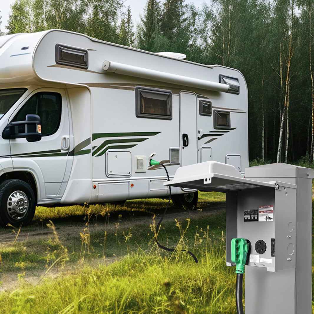 RVGUARD RV Temporary Power Outlet Panel with Breaker | ETL Listed 20/30 ...