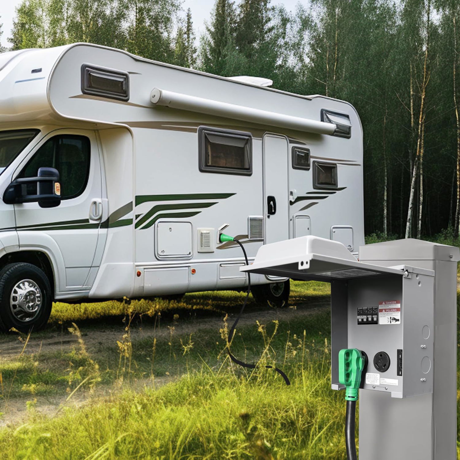 RVGUARD RV Temporary Power Outlet Panel with Breaker | ETL Listed 20/30 ...