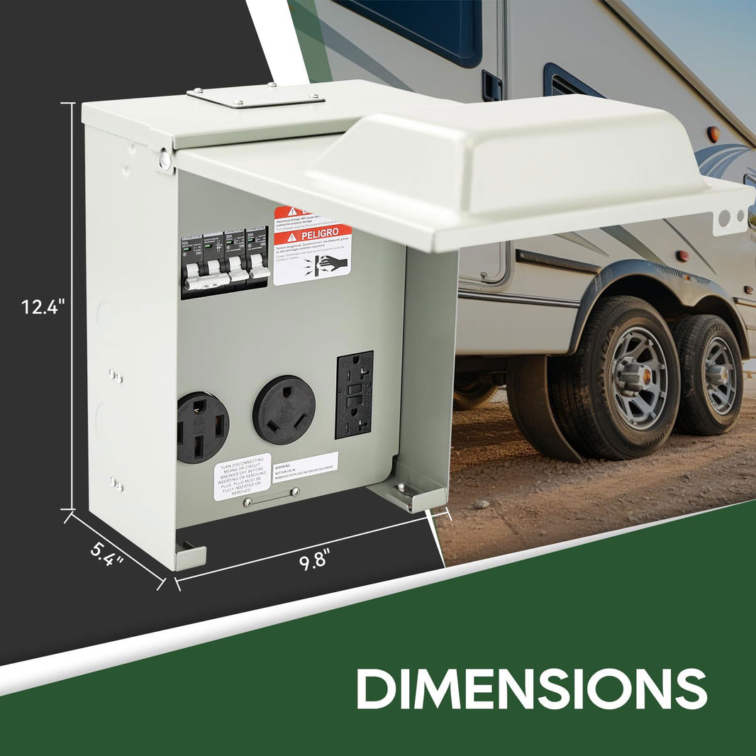 RVGUARD RV Temporary Power Outlet Panel with Breaker | ETL Listed 20/30 ...