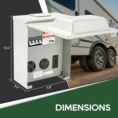 RVGUARD RV Temporary Power Outlet Panel with Breaker | ETL Listed 20/30 ...