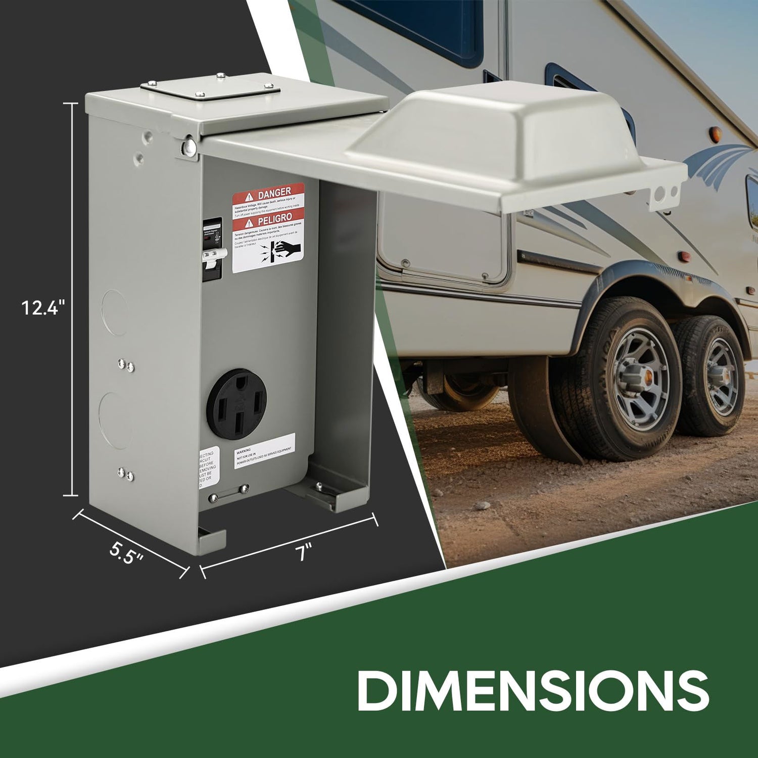 RVGUARD 50 Amp RV Power Outlet Box with Breaker | ETL Listed Waterproof ...