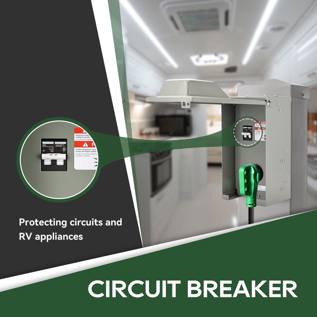RVGUARD 50 Amp RV Power Outlet Box with Breaker | ETL Listed Waterproof ...
